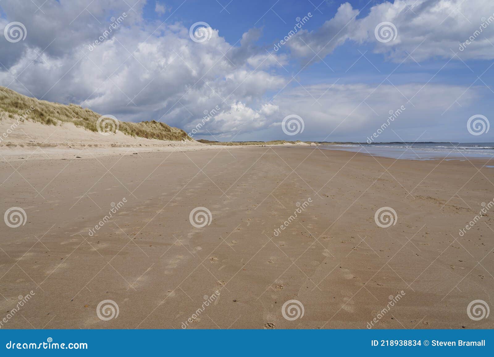 Wide, Deserted Beach at Druridge Bay, Morpeth Stock Photo - Image of ...