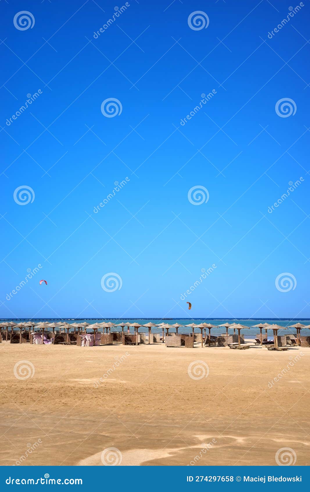 Wide Empty Beach with the Blue Cloudless Sky, Egypt Stock Photo - Image ...