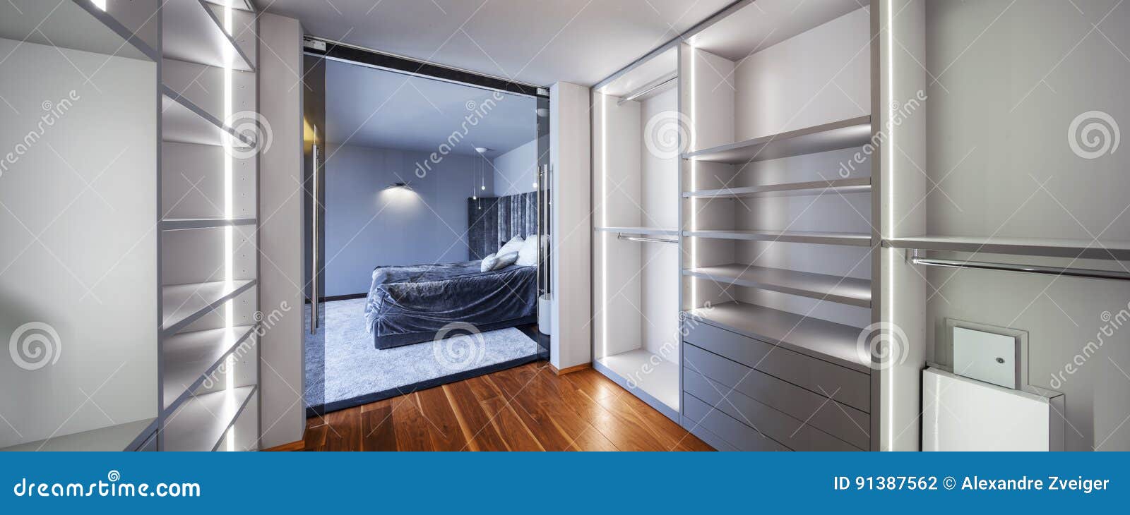 Wide Empty Dressing Room, Witout Clothes Stock Photo - Image of luxury ...