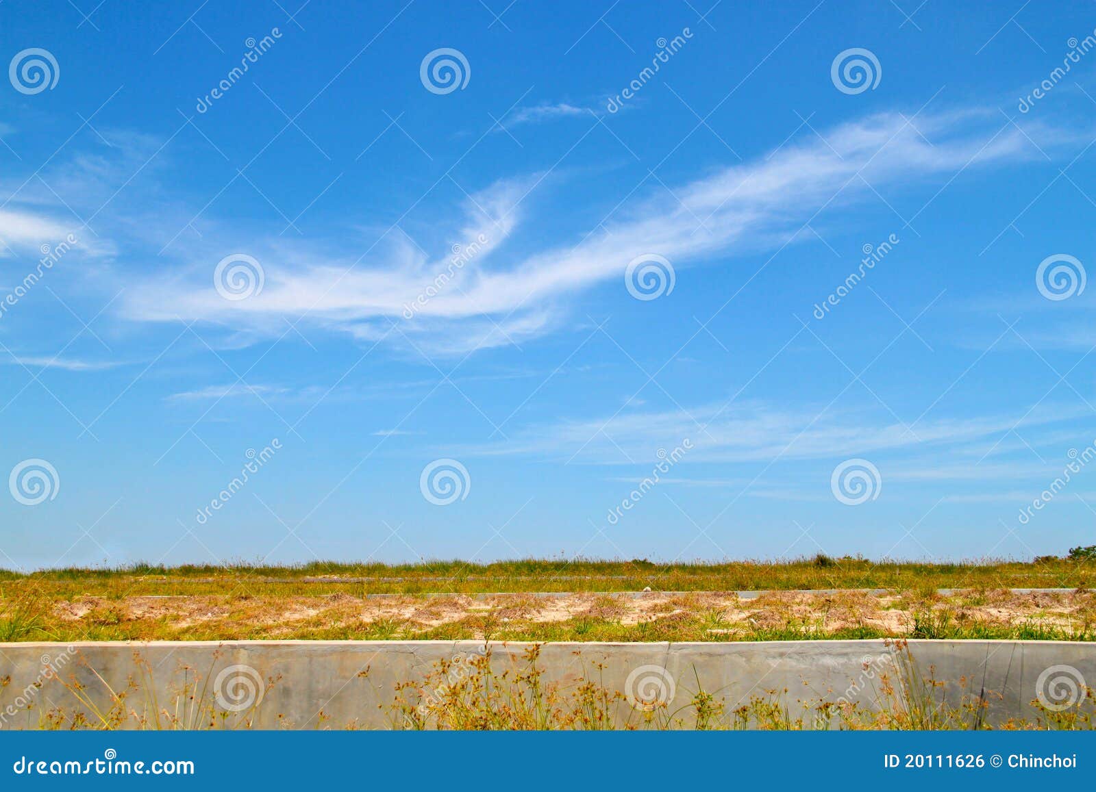 Wide Empty Land with Clear Blue Sky. Stock Photo - Image of landscape ...