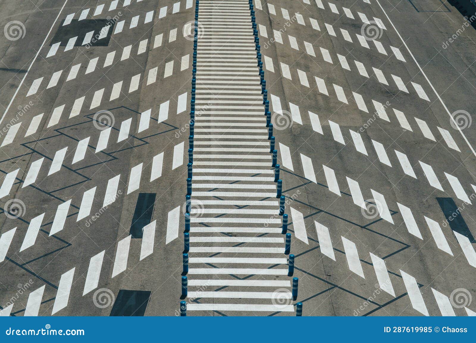 Wide Empty Parking Lot with Crosswalk Stock Image - Image of geometric ...