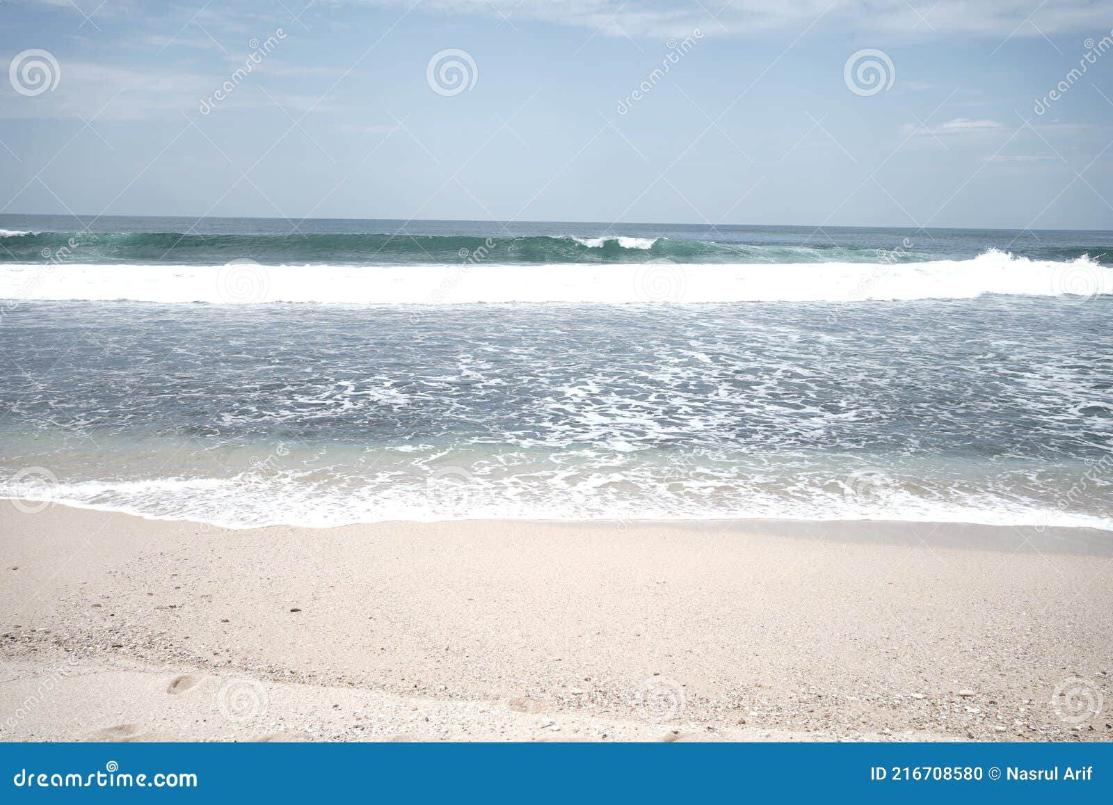 Wide Expanse of Sand Beach Needs and the Sea is Blue Stock Photo ...