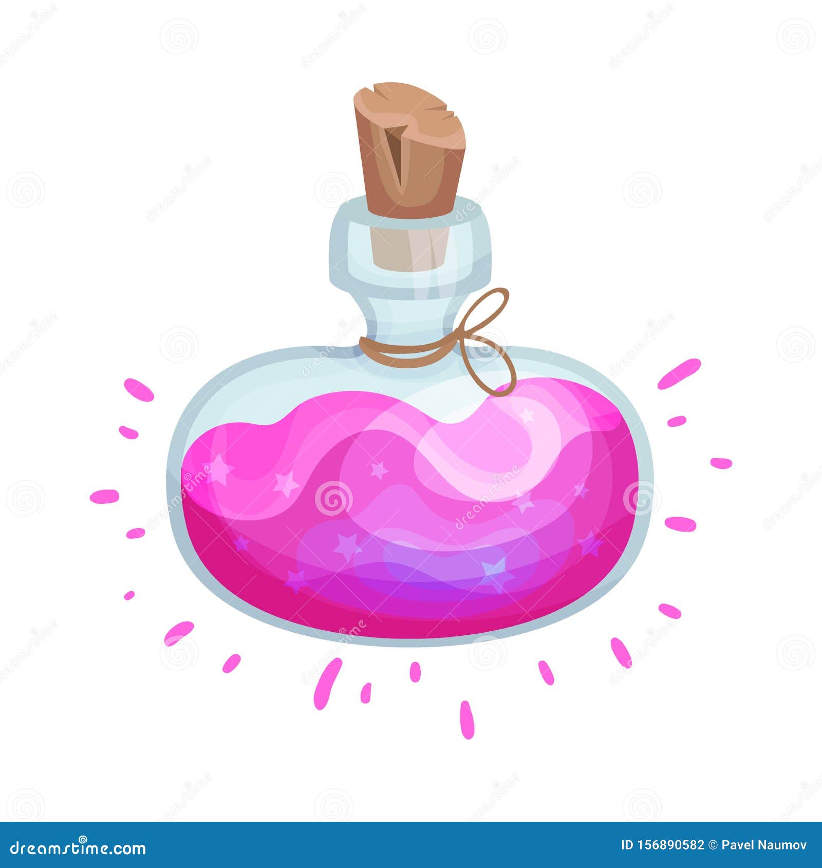 Wide Flask with a Magic Pink Elixir. Vector Illustration on a White ...