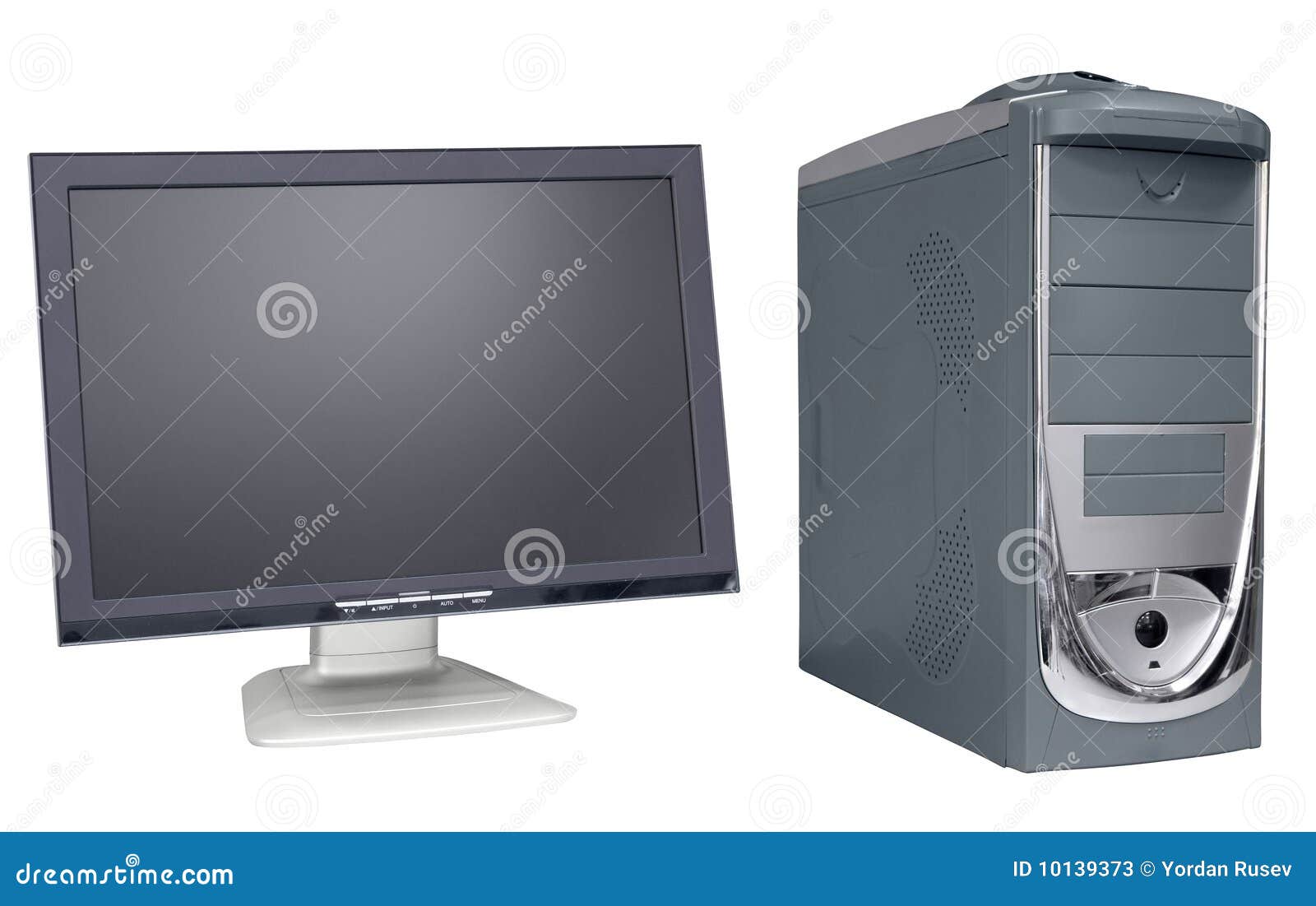 Wide Flat Monitor and Computer Stock Image - Image of desktop, brand ...