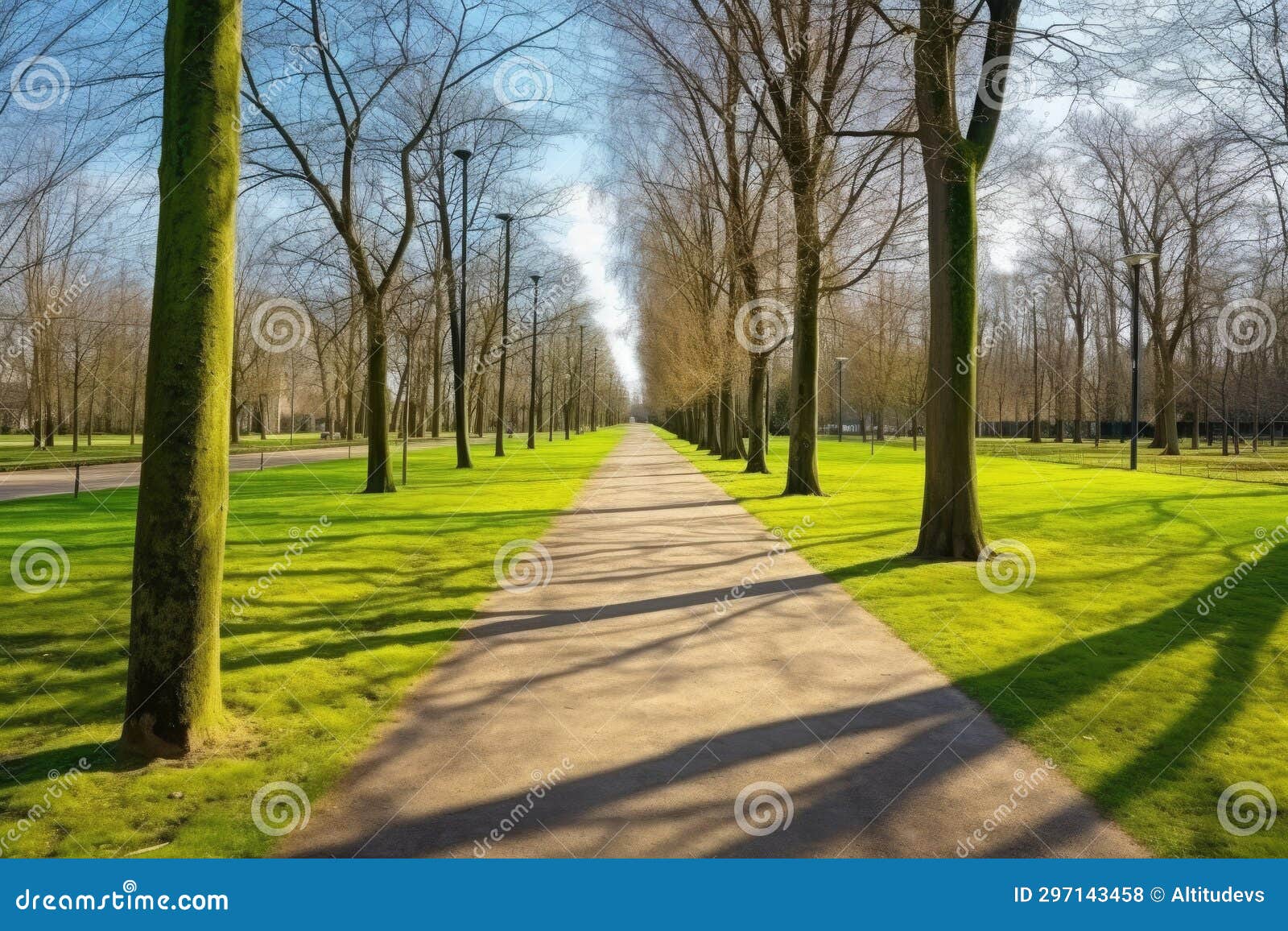 A Wide and Flat Path in a Park for Mobility Devices Stock Photo - Image ...