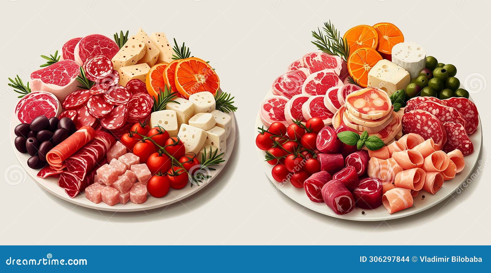 Wide Format Illustration of Assorted Meat Products Stock Illustration ...