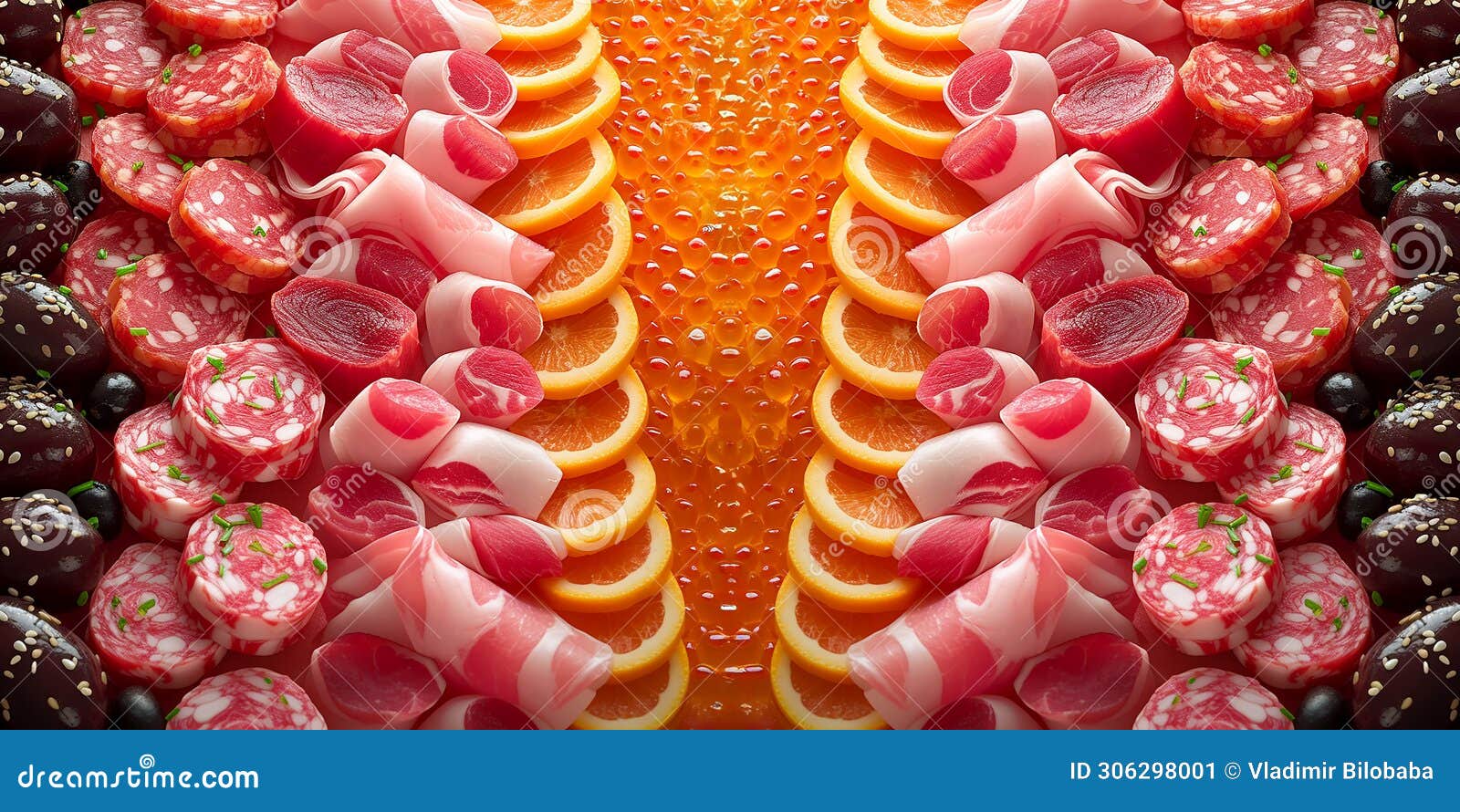 Wide Format Illustration of Assorted Meat Products Stock Illustration ...