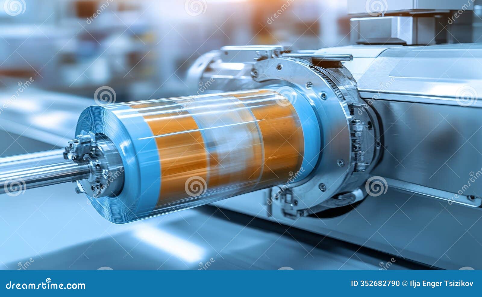 Wide Format Label Printing Machine Producing Labels Against a Blurred ...