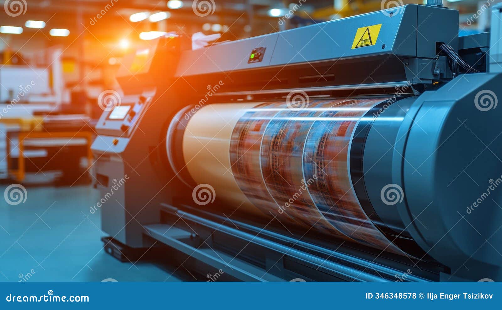 Wide Format Label Printing Machine Producing Labels in a Softly Blurred ...