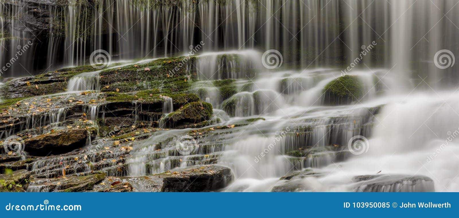 Wide Format Panorama of Waterfall Stock Image - Image of landscape ...