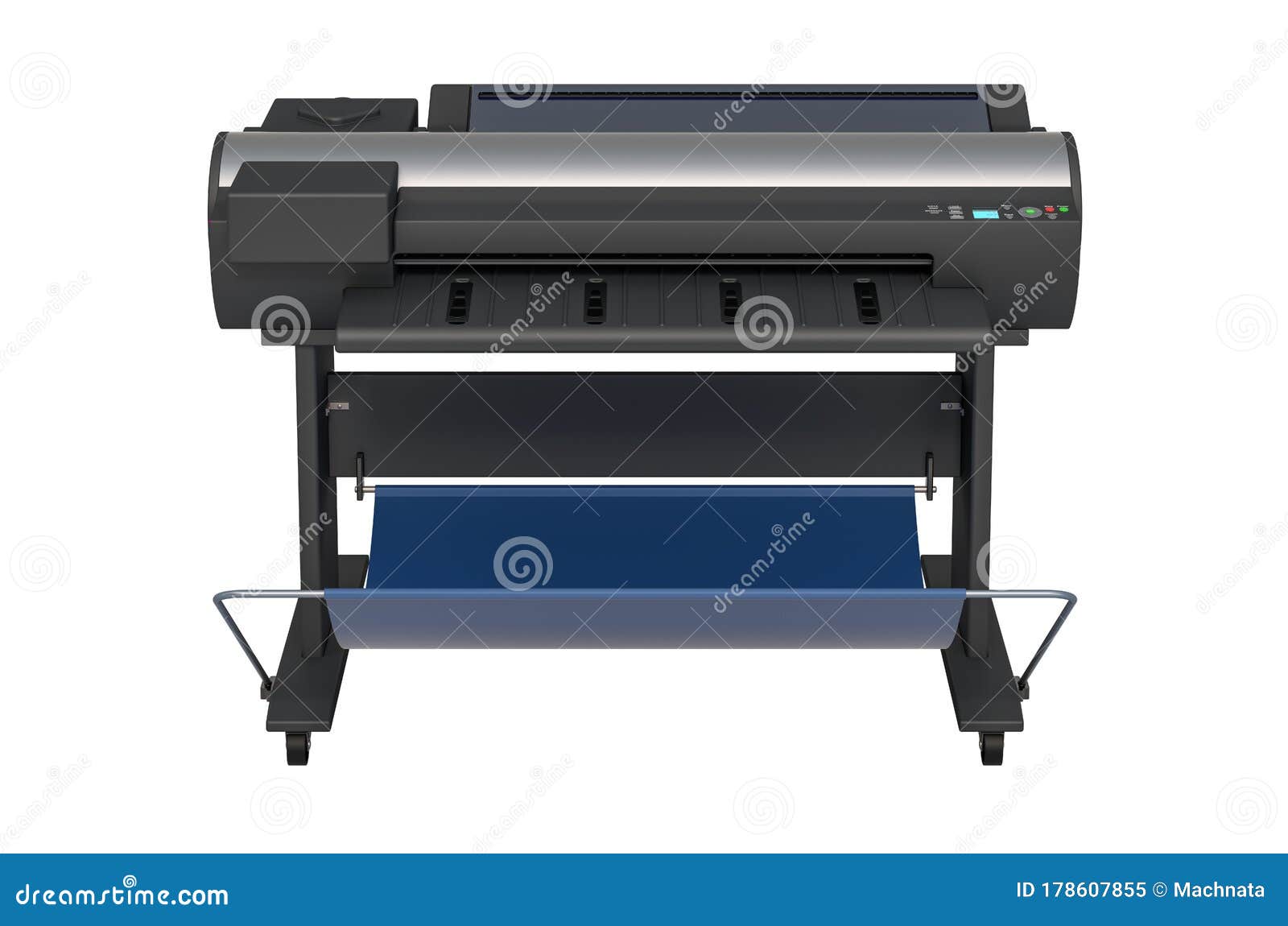 Wide Format Printer, Front View. 3D Rendering Stock Illustration ...