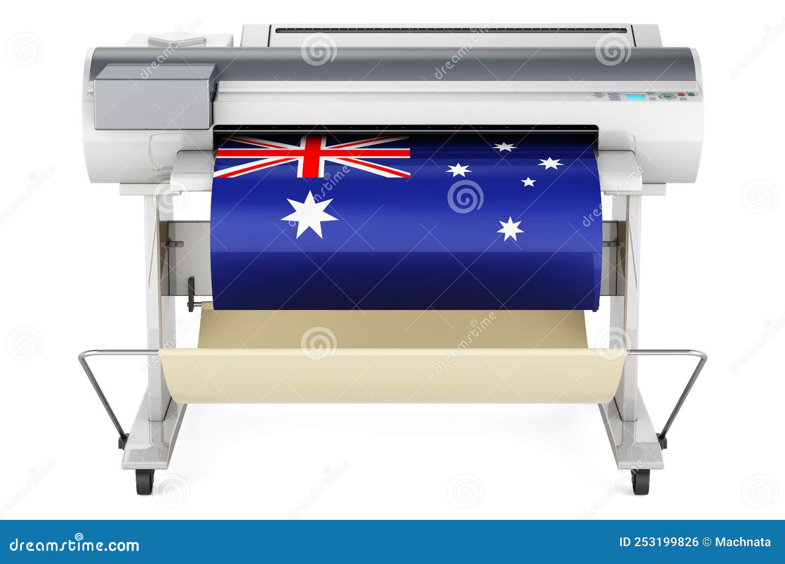 Wide Format Printer, Plotter with Australian Flag. 3D Rendering Stock ...