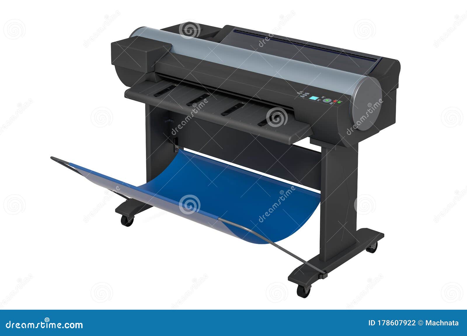 Wide Format Printer, Plotter. 3D Rendering Stock Illustration ...