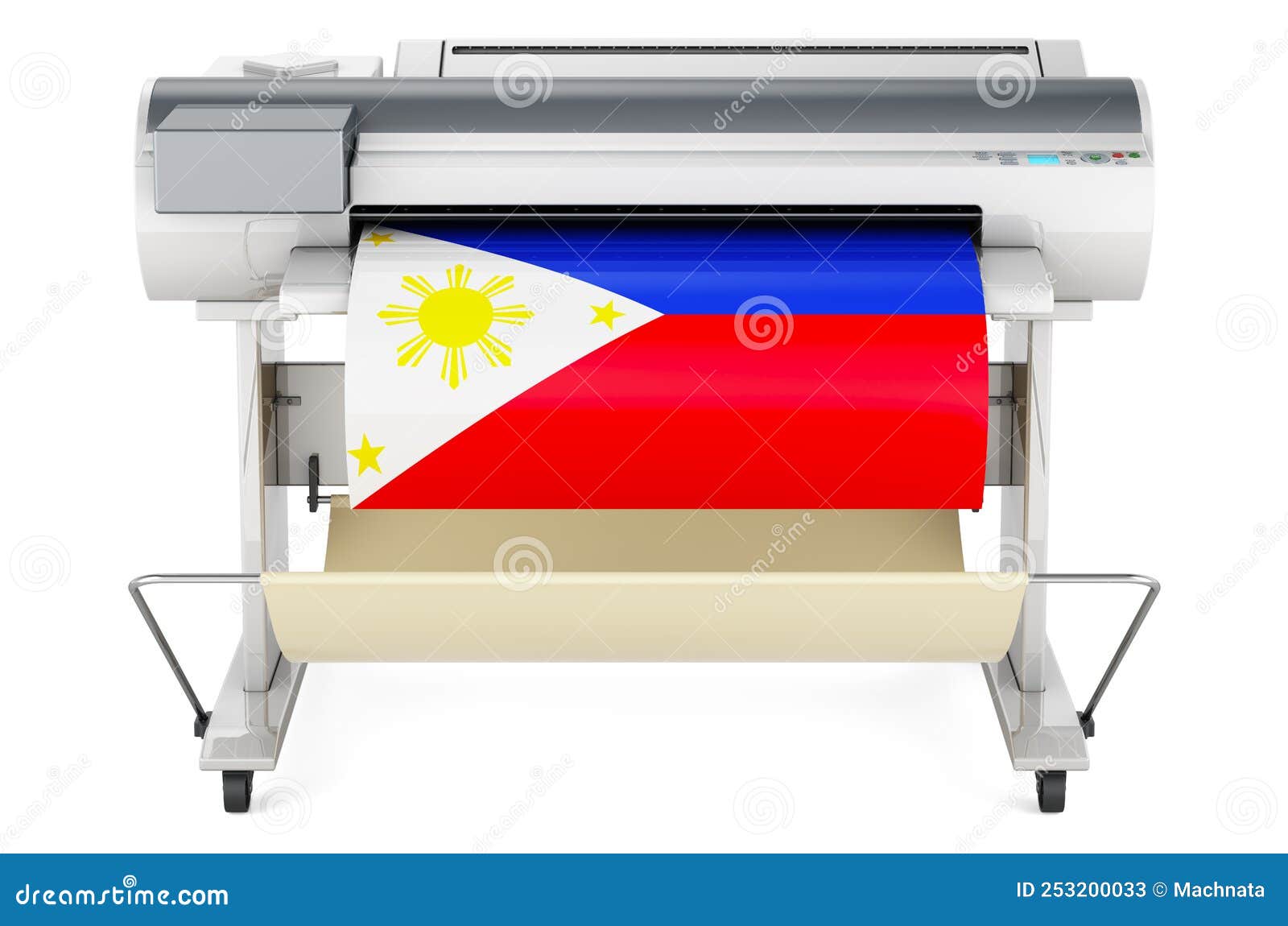 Wide Format Printer, Plotter with Filipino Flag. 3D Rendering Stock ...