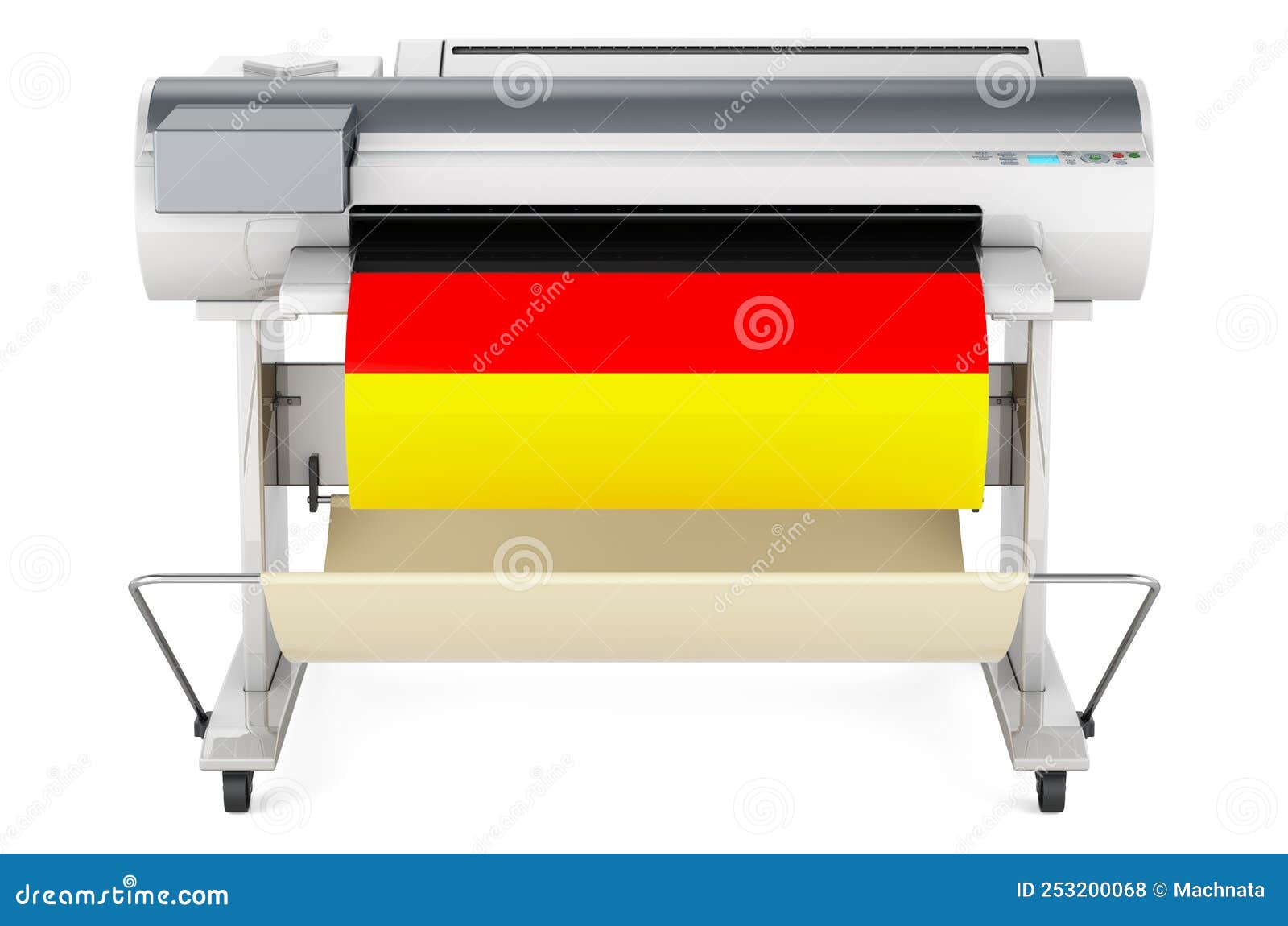 Wide Format Printer, Plotter with German Flag. 3D Rendering Stock ...