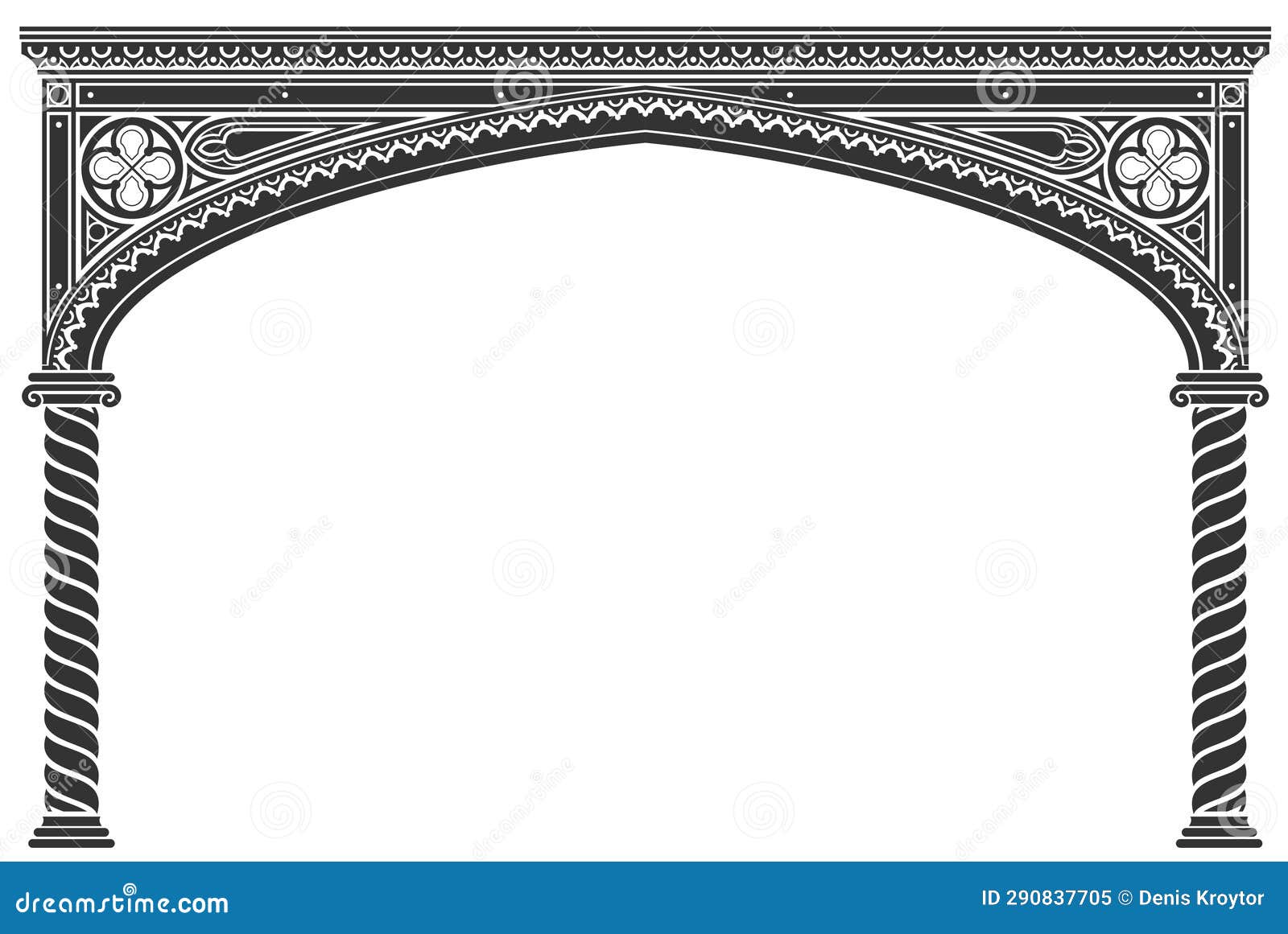 Wide Gothic Arch of a Bridge or Entrance Stock Vector - Illustration of ...