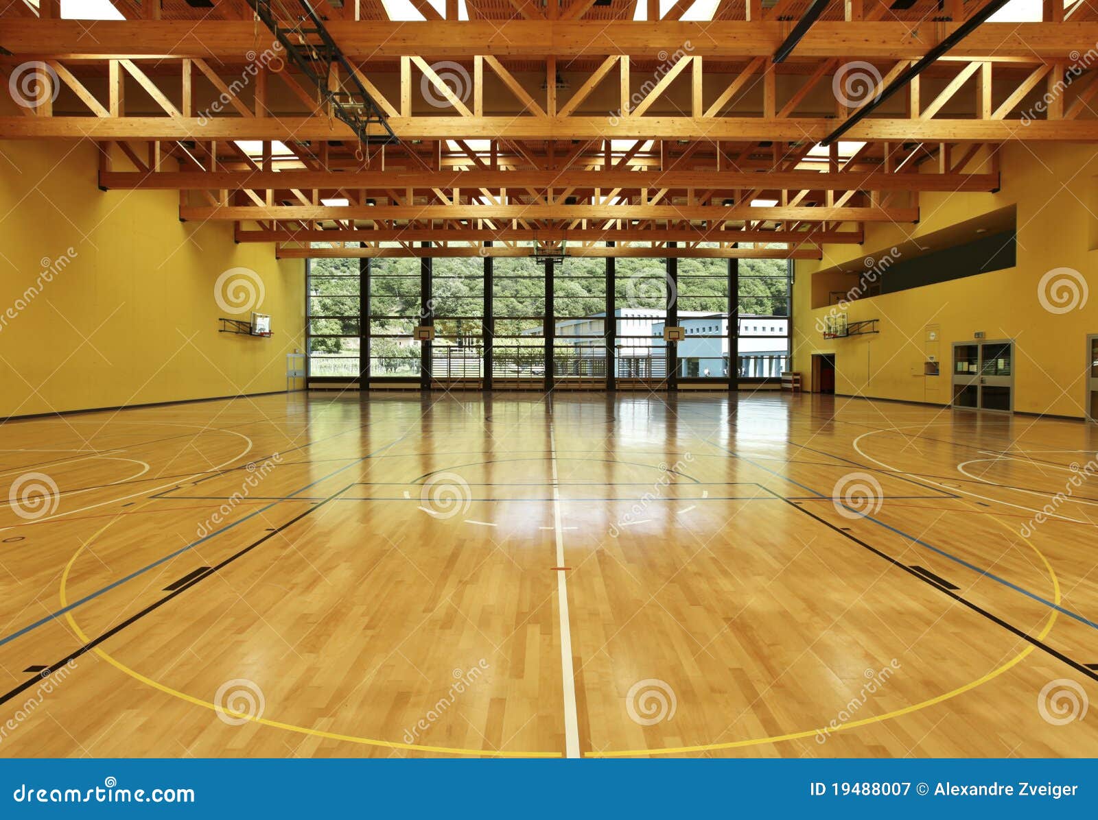 Wide gym, interior stock image. Image of gymnasium, school - 19488007
