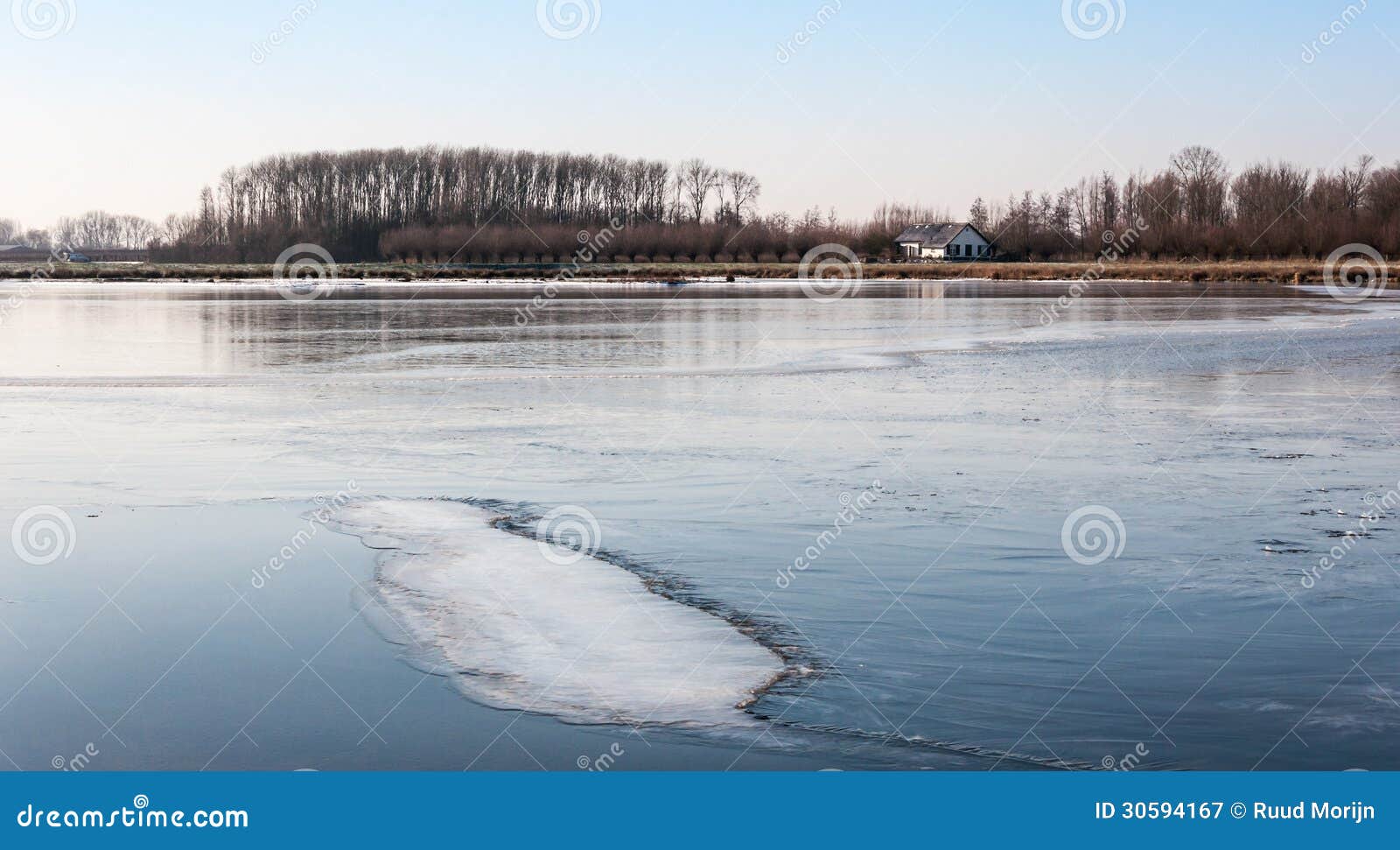 Wide Ice Surface on a Small Lake Stock Image - Image of countryhouse ...