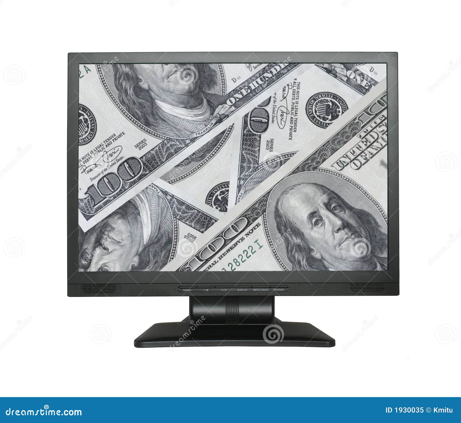 Wide LCD Screen with Dollar Background Stock Image - Image of ...