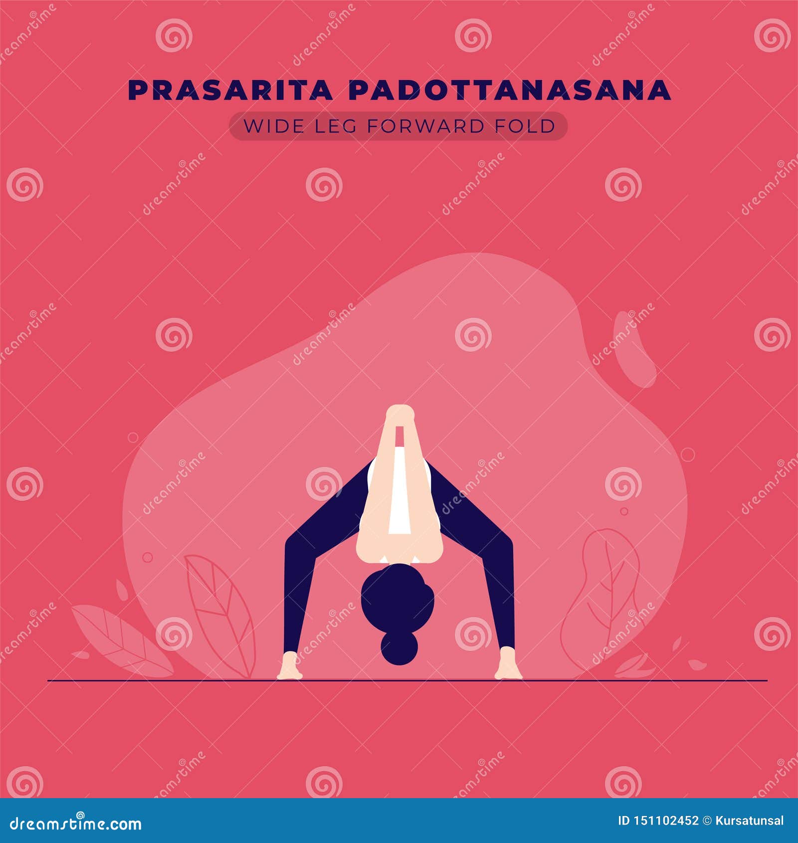 Wide Leg Forward Fold Yoga Pose Illustration Stock Vector ...