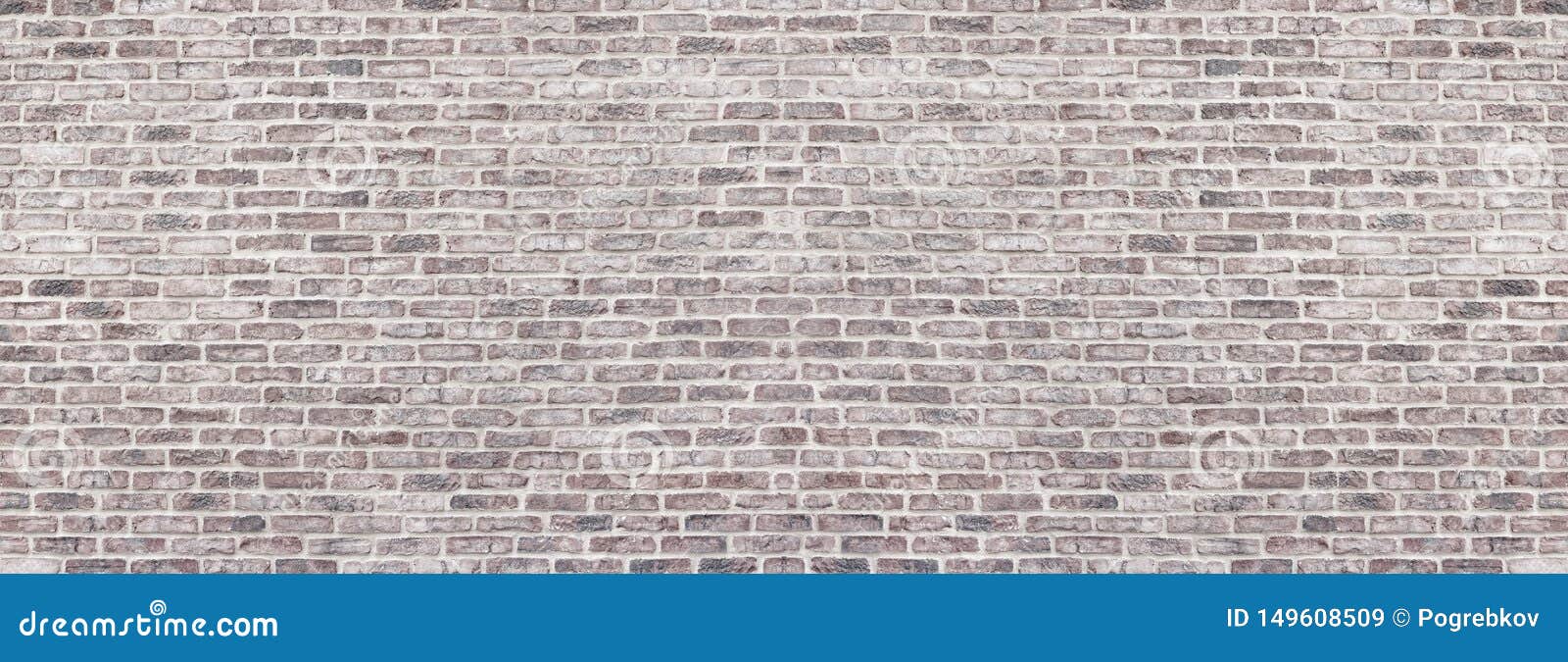 Wide Red Shabby Brick Wall Texture. Old Masonry Panorama. Whitewashed ...