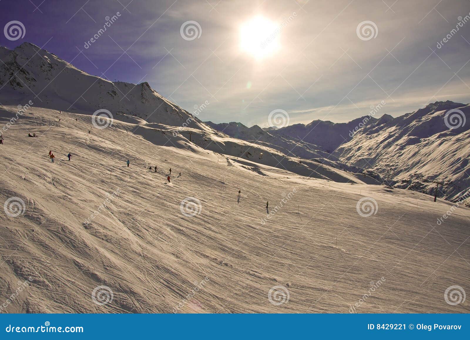 Wide Mountain-skiing Lines. Stock Image - Image of valley, village: 8429221