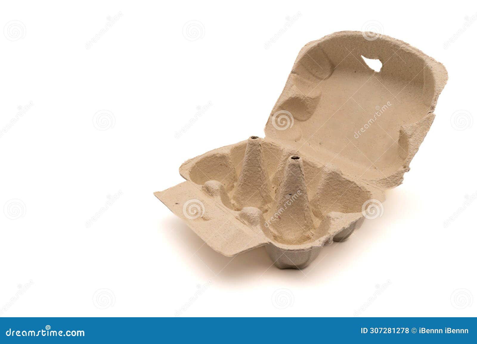 Wide Open Empty Egg Box for Six Eggs, Isolated on White with Copy Space ...