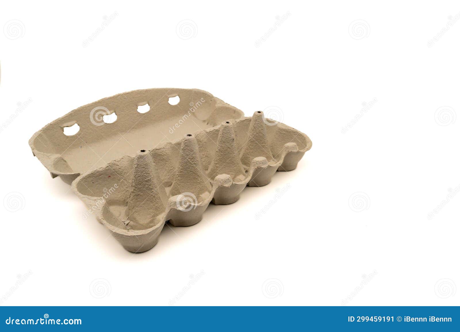 Wide Open Empty Egg Box for Ten Eggs, Isolated on White with Copy Space ...