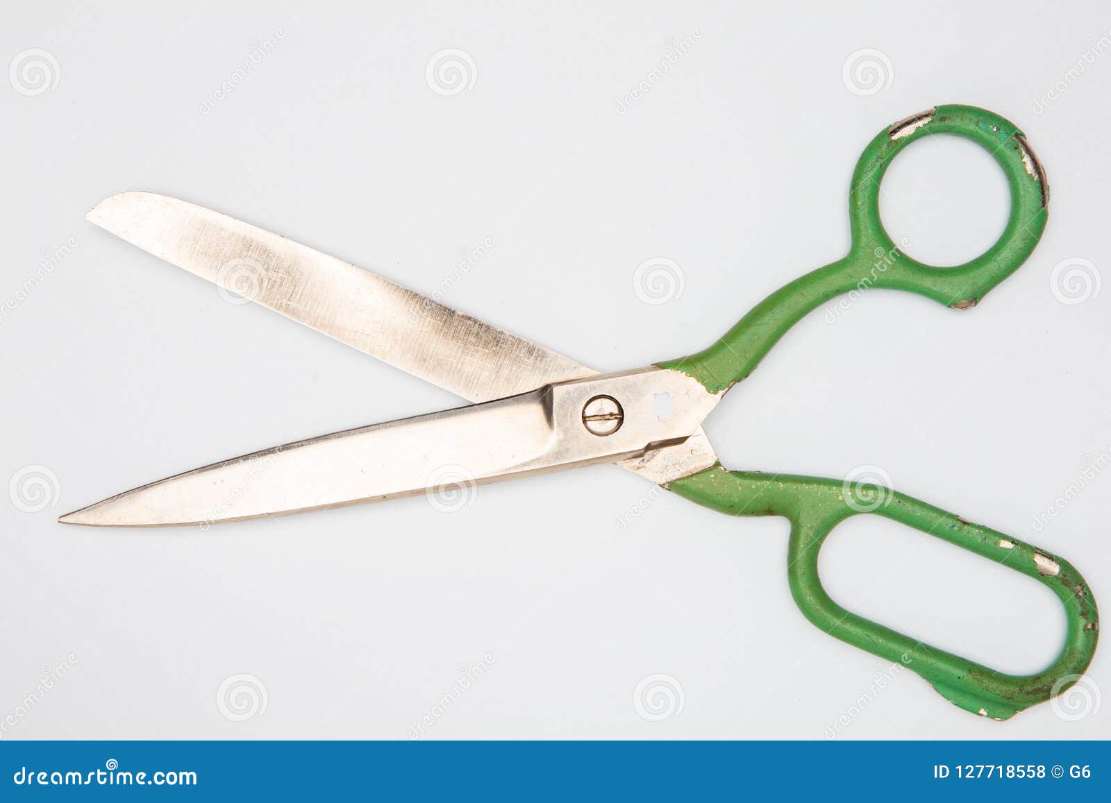 Wide Open Old Scissors, Isolated on White Stock Photo - Image of design ...