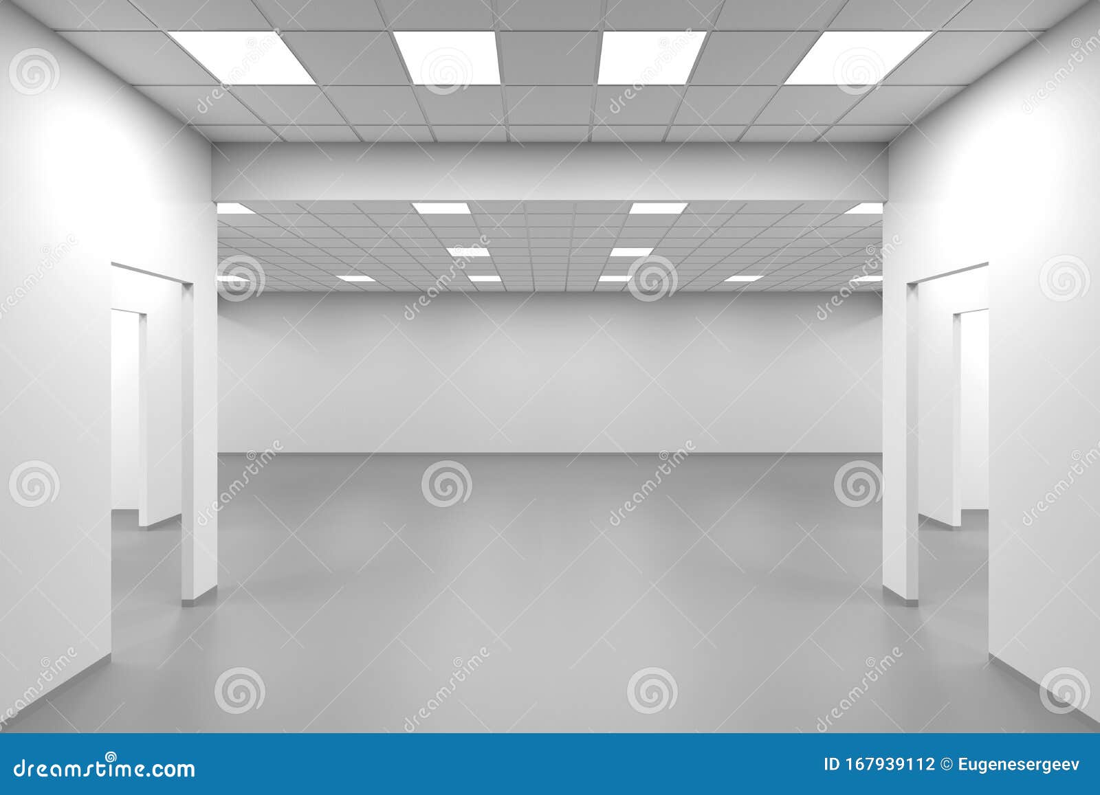 Wide Open Space Hall, an Empty Symmetrical Office Interior Stock ...