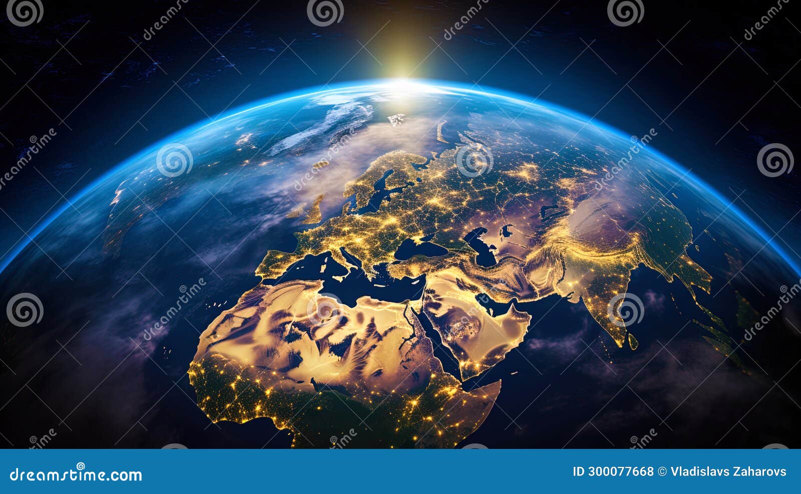 A Wide Overview of the Globe from Space Stock Illustration ...