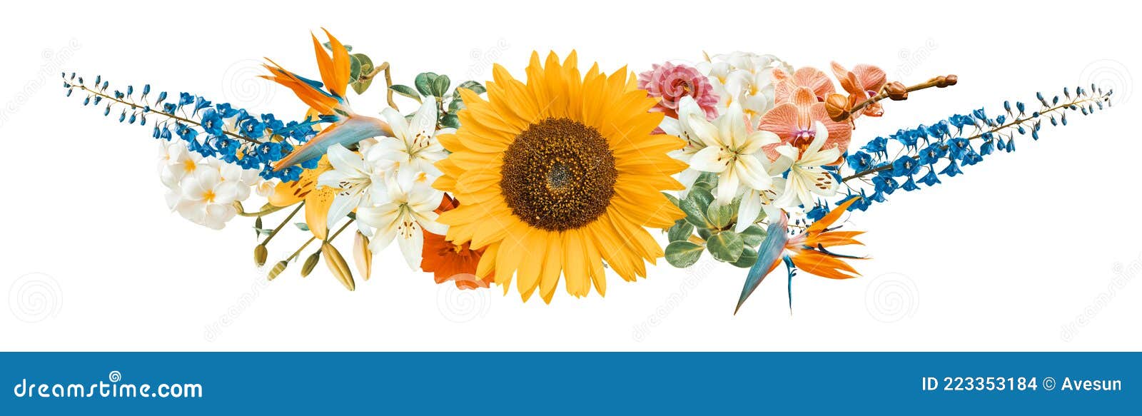 Wide Panoramic Design of Flowers Arrangement Stock Photo - Image of ...