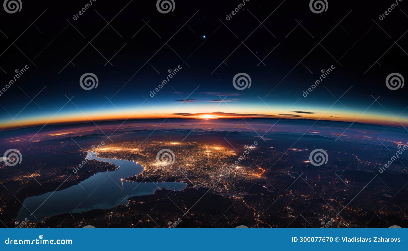 A Wide Panoramic Look at Our Planet from Space Stock Illustration ...