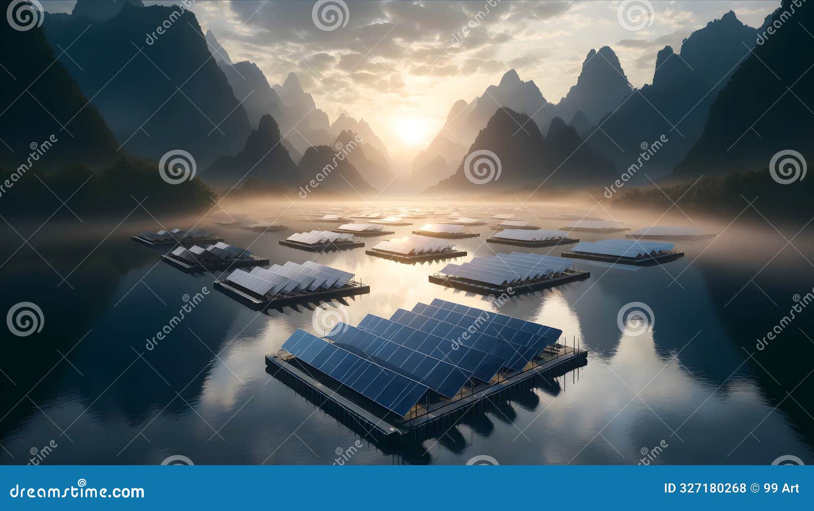 A Wide, Panoramic View of a Futuristic Solar Farm Stock Illustration ...