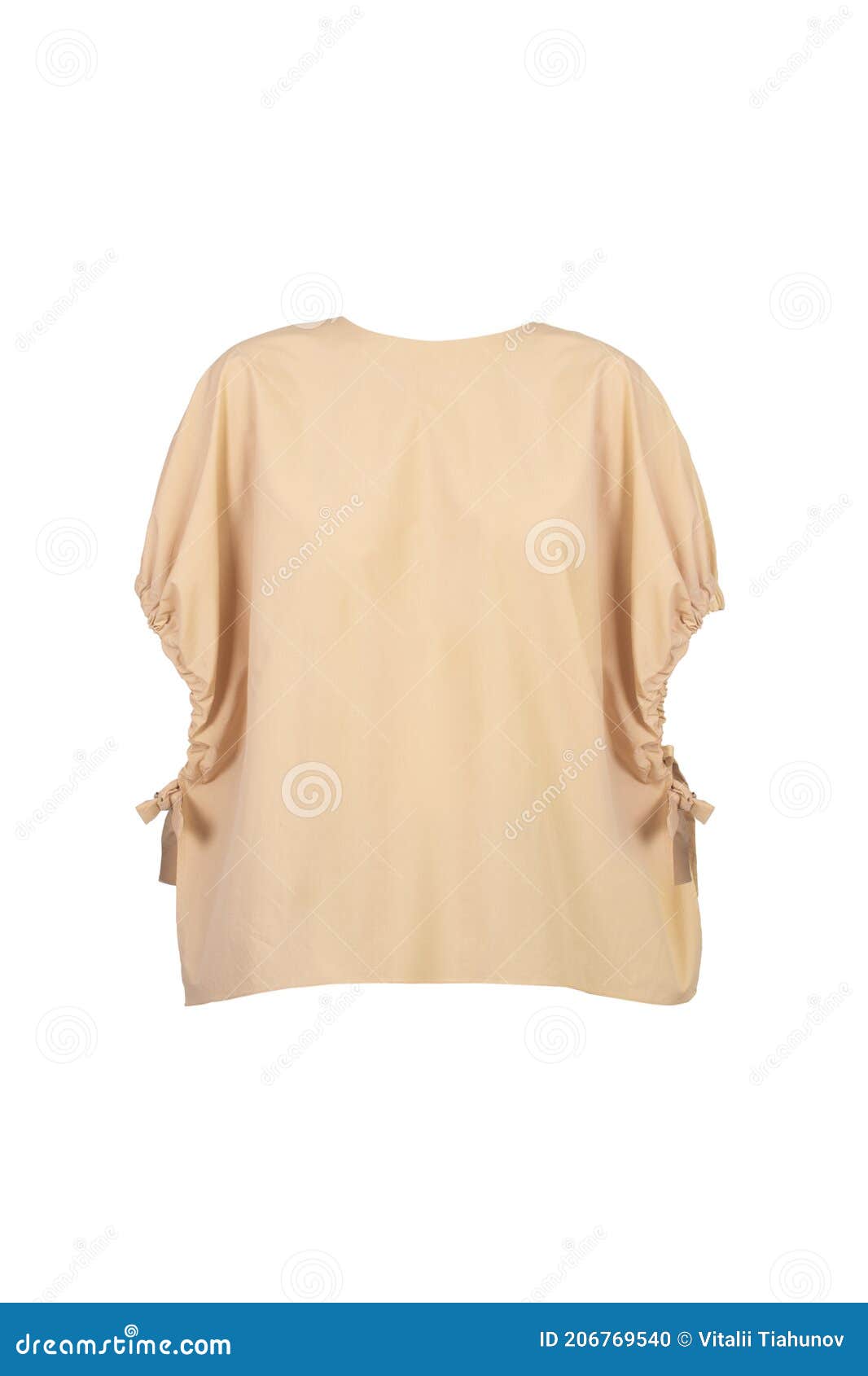 Wide Peach Blouse Isolated on White, Front and Back Stock Photo - Image ...