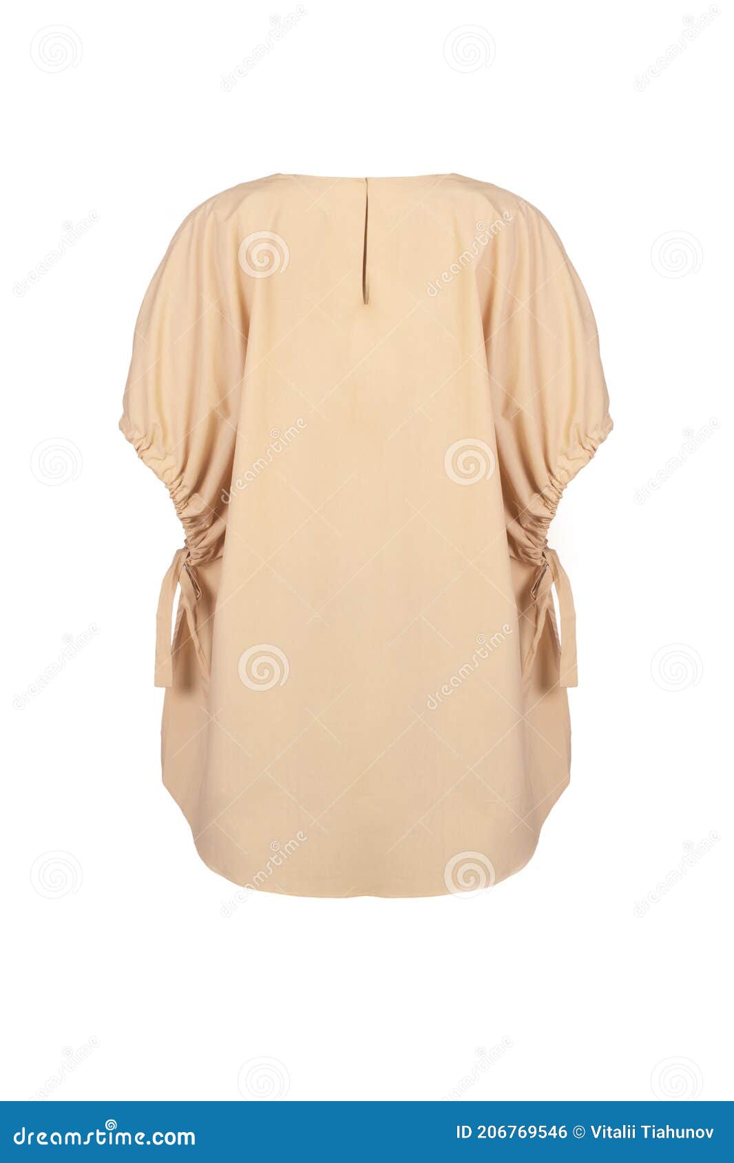 Wide Peach Blouse Isolated on White, Front and Back Stock Photo - Image ...