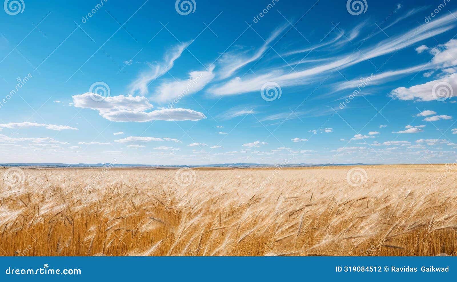 Prairie Scene With Expansive Plains Backdrop Stock Image ...