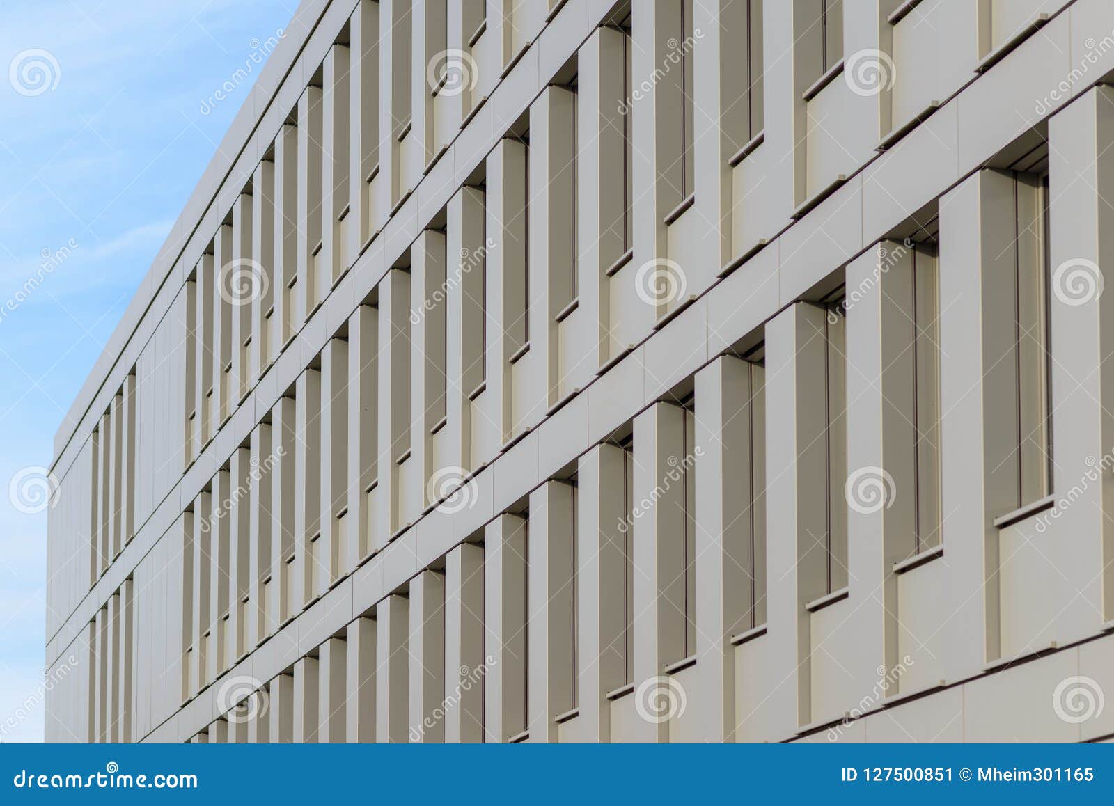 Wide Rectangular Concrete Building with Windows Stock Image - Image of ...