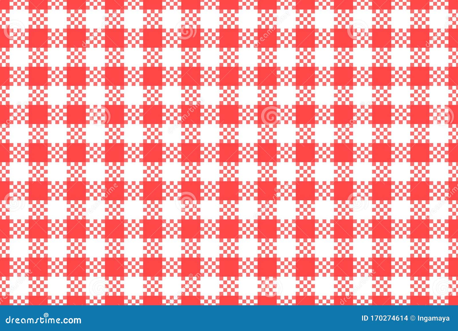 Wide Red Checkered with White Seamless Pattern. Vector Stock Repeating ...