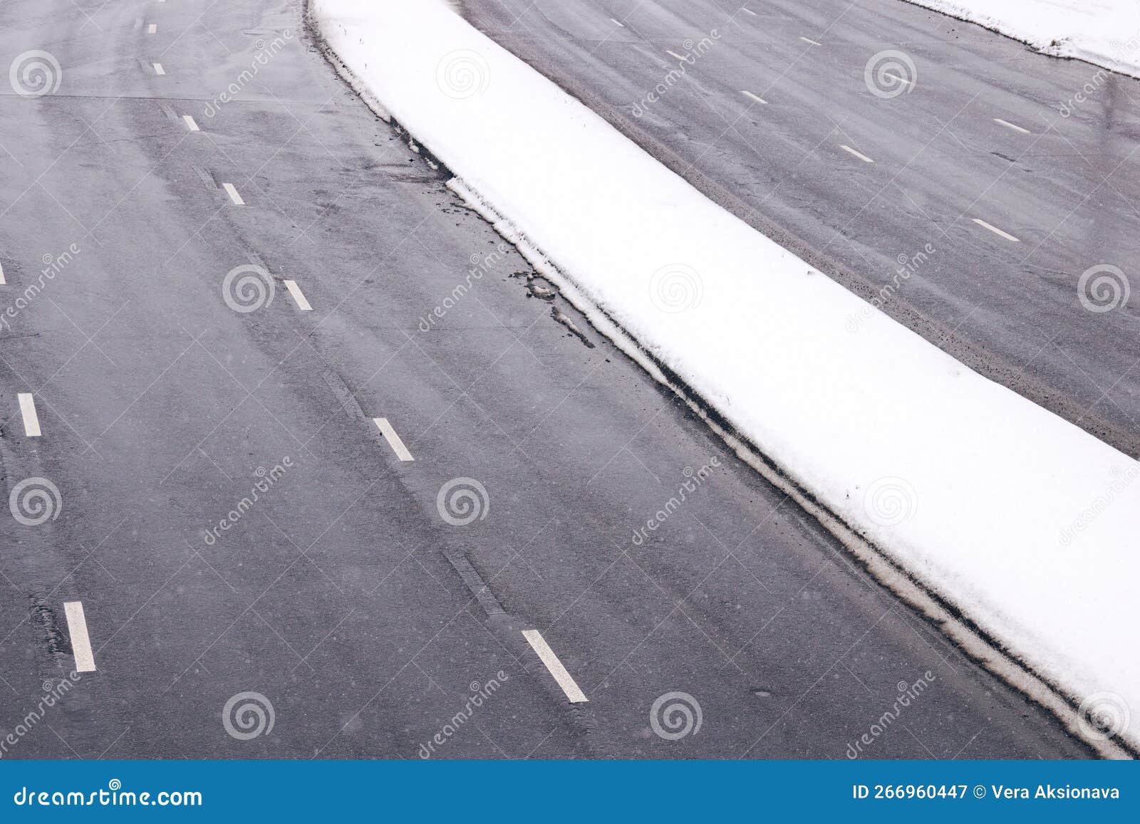 A Wide Road in the Snow in Winter Stock Image - Image of nature ...