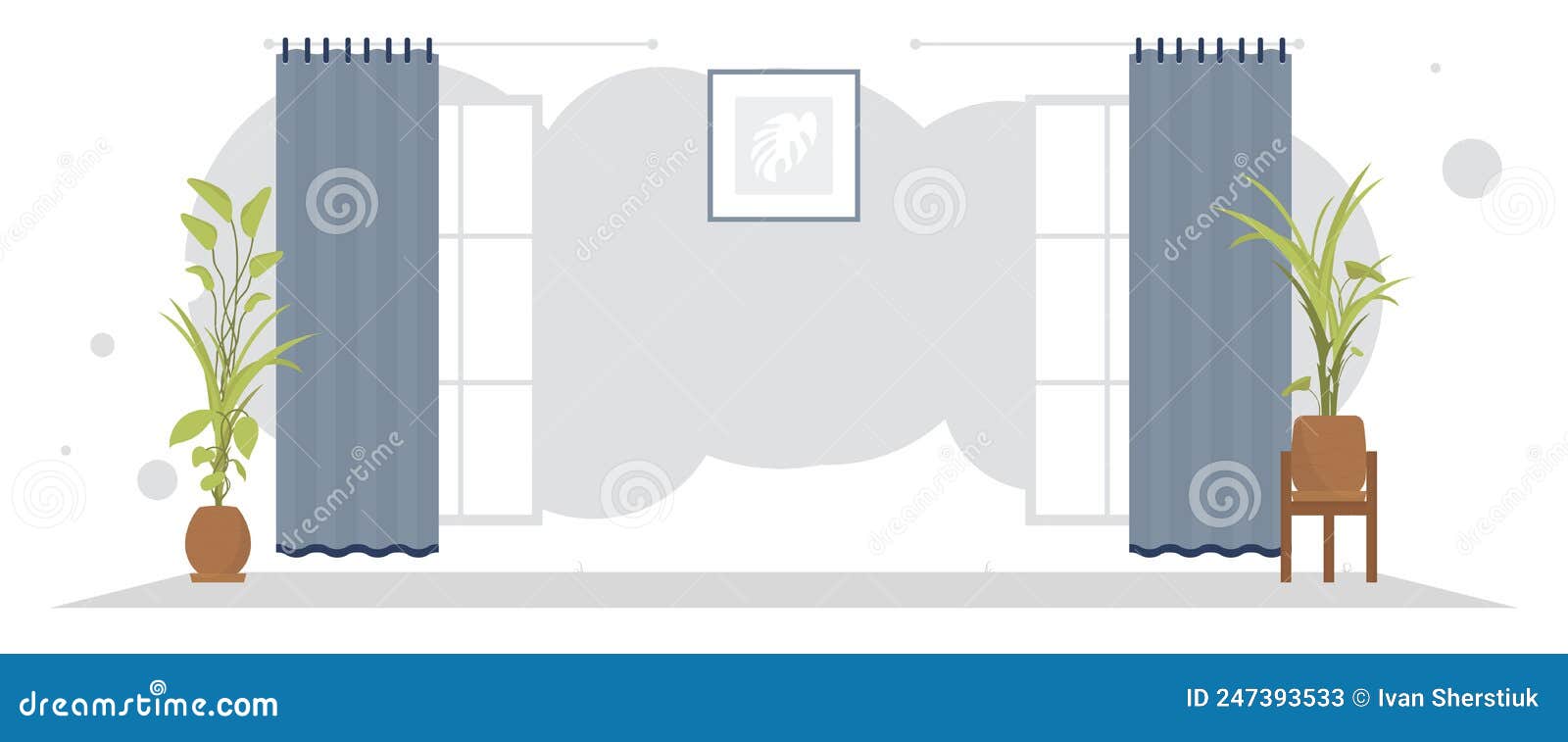 Wide Room with a Window. Room Design Cartoon Style. Stock Illustration ...