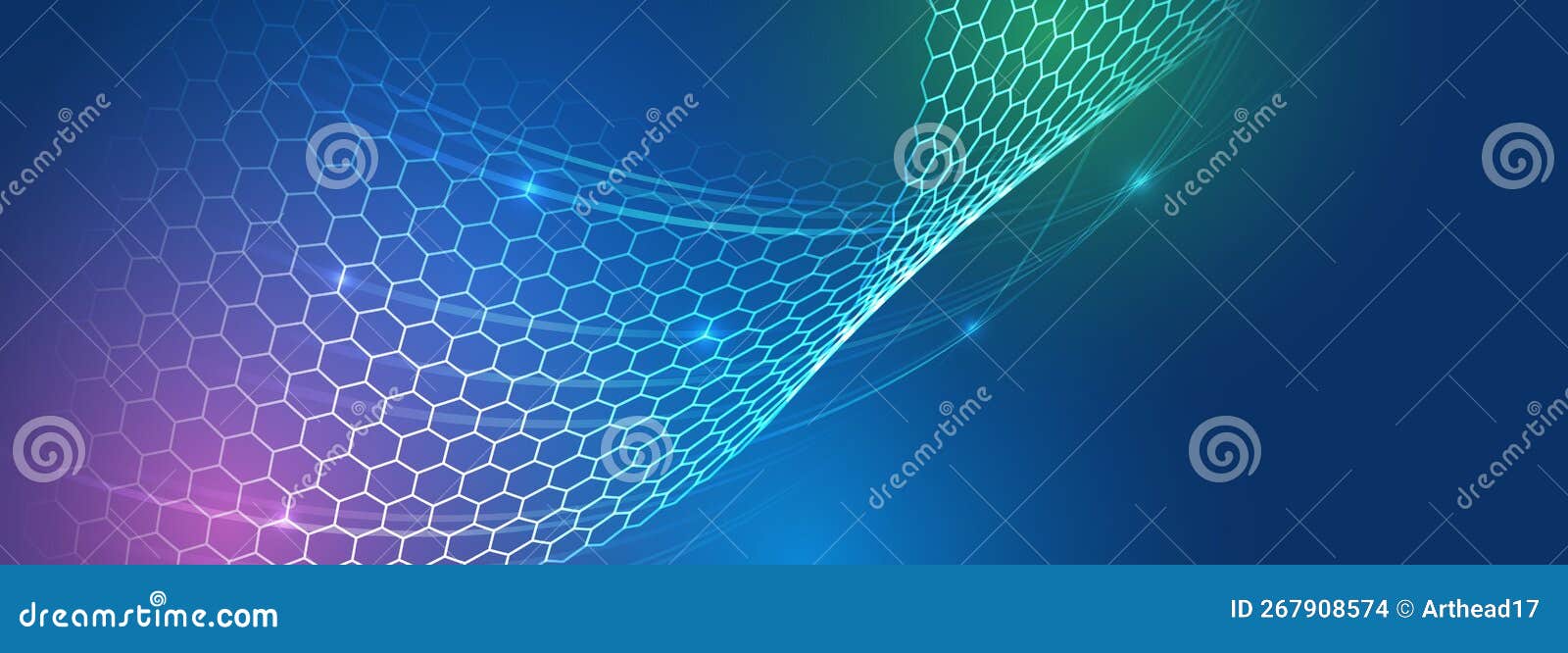 Wide Sci Fi Template with Polygons. Abstract Hexagons Science on the ...