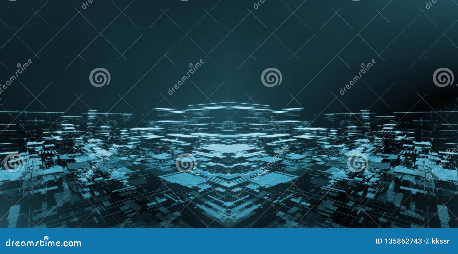 Wide Screen of Abstract Technology City Background Created from ...