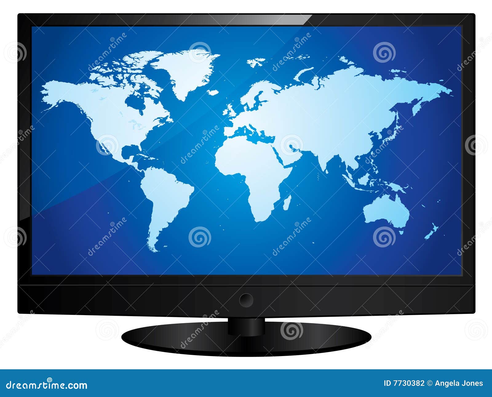 Wide Screen Television with World Map Stock Vector - Illustration of ...