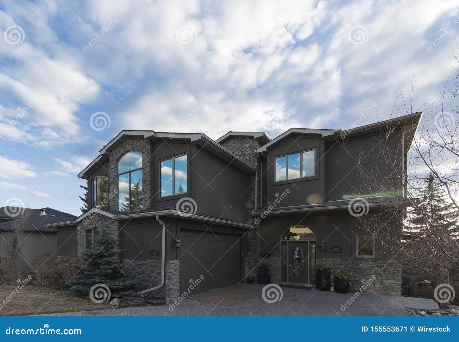 Wide Shot of the Beautiful Architecture of a Modern House Stock Image ...