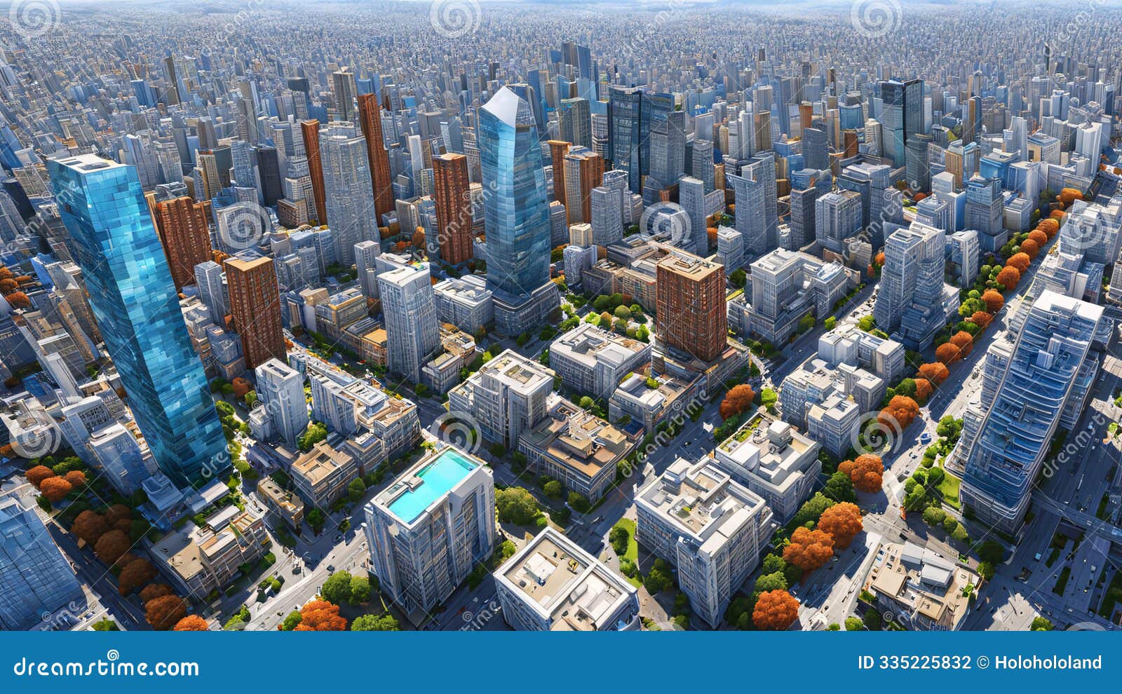 A Wide Shot of a City with Many Buildings Stock Illustration ...