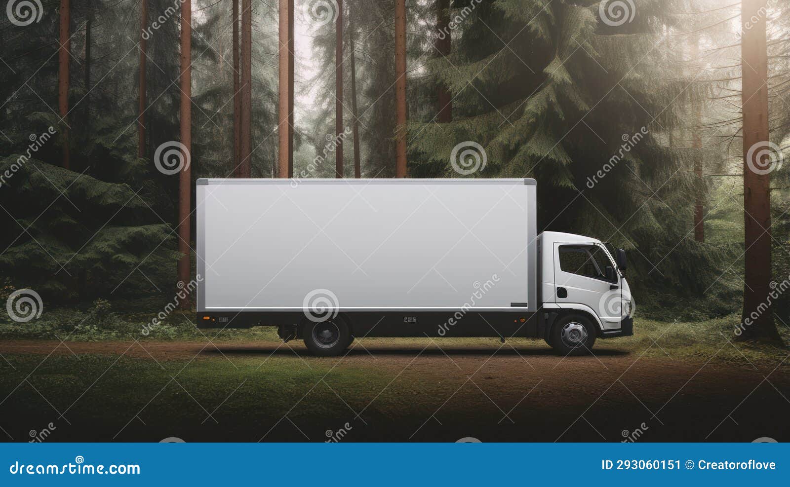 A Wide Shot of the Delivery Truck in Forest Stock Illustration ...
