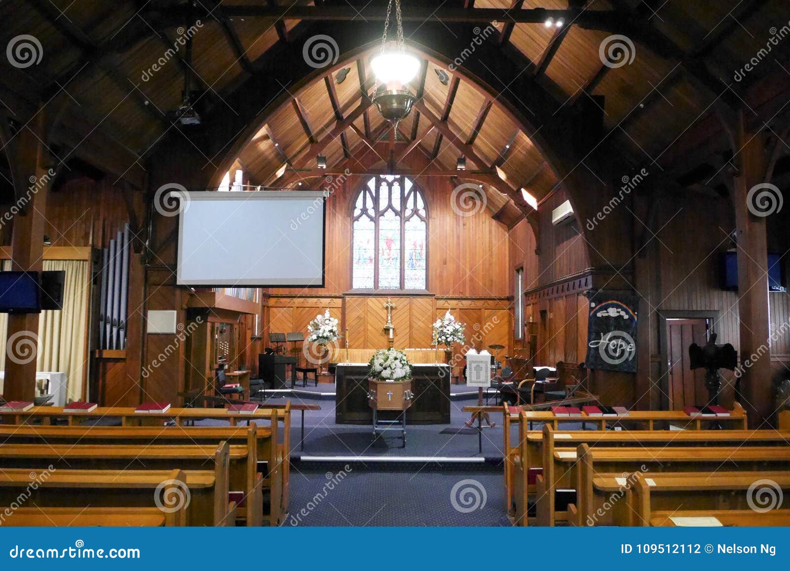 Wide Shot of a Funeral Chapel Stock Photo - Image of sadness, burial ...