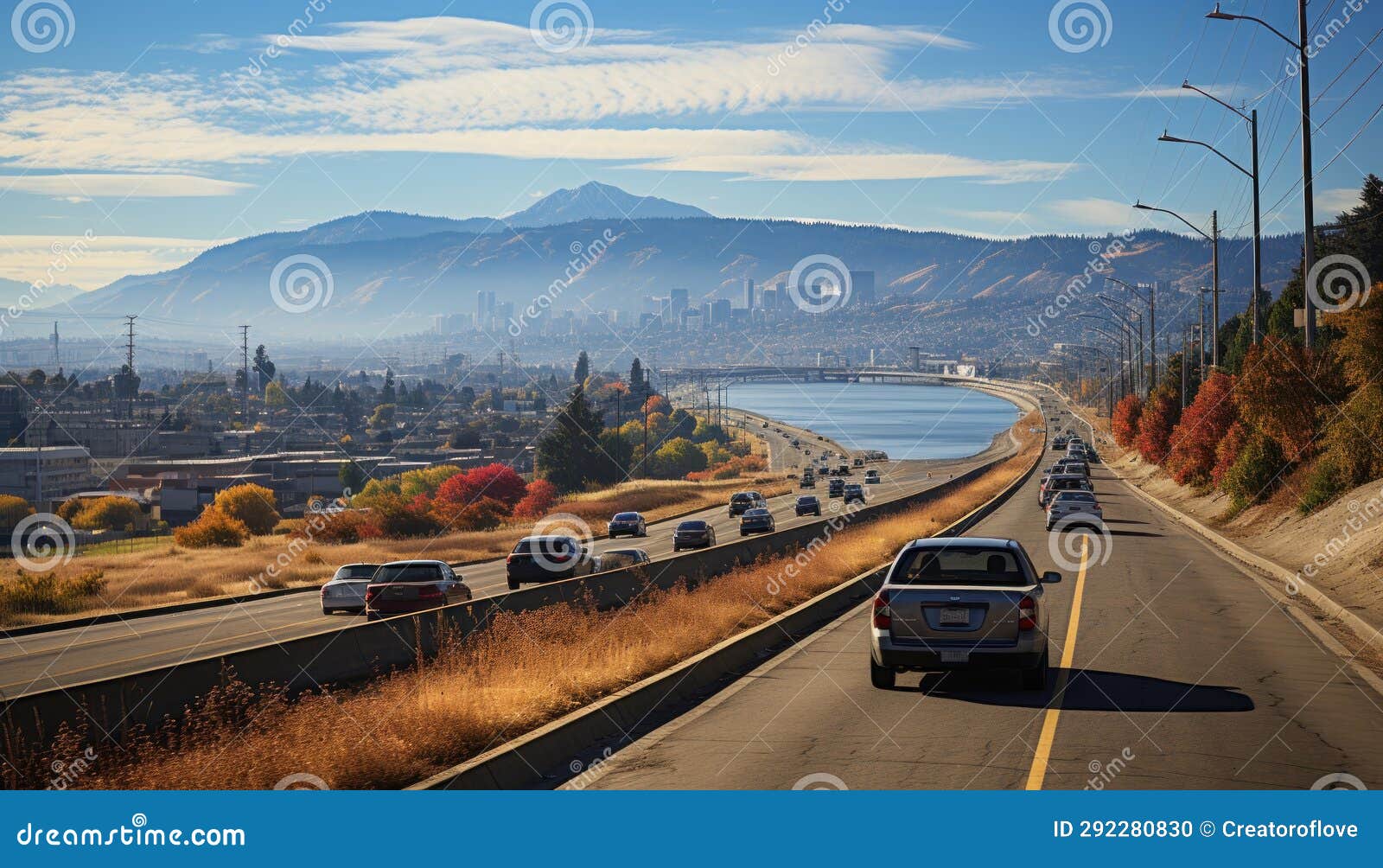 Wide Shot of the Highway and Cars Rush Stock Illustration ...