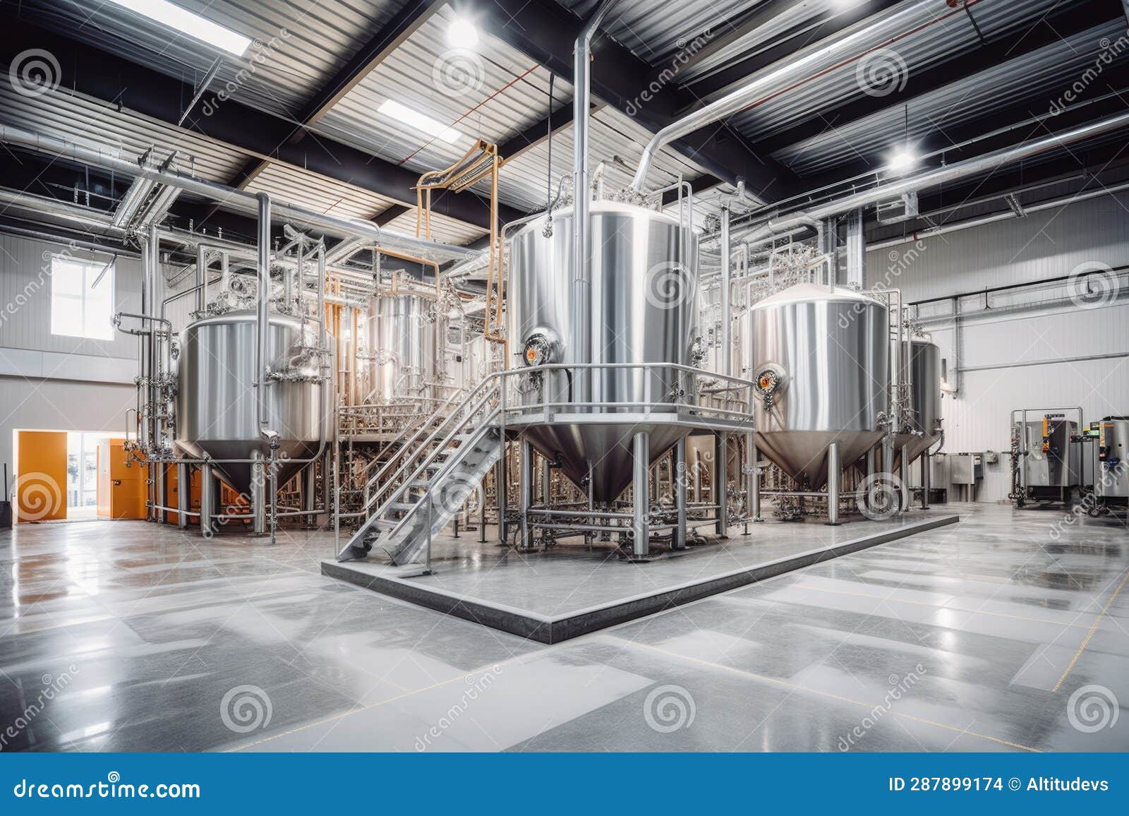 Wide Shot of a Modern Beer Production Facility Stock Illustration ...